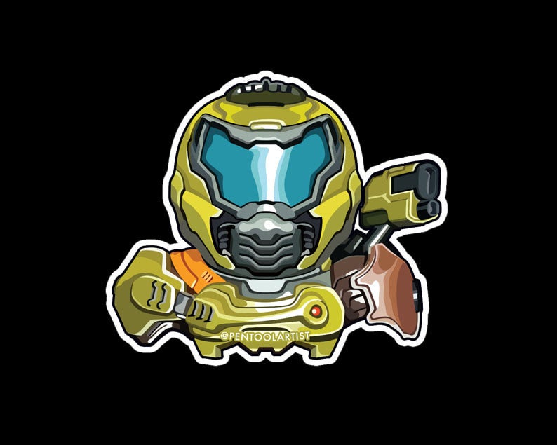 Get Your Colorful DOOM SLAYER 3-Inch Die-Cut Vinyl Sticker | Chris ...